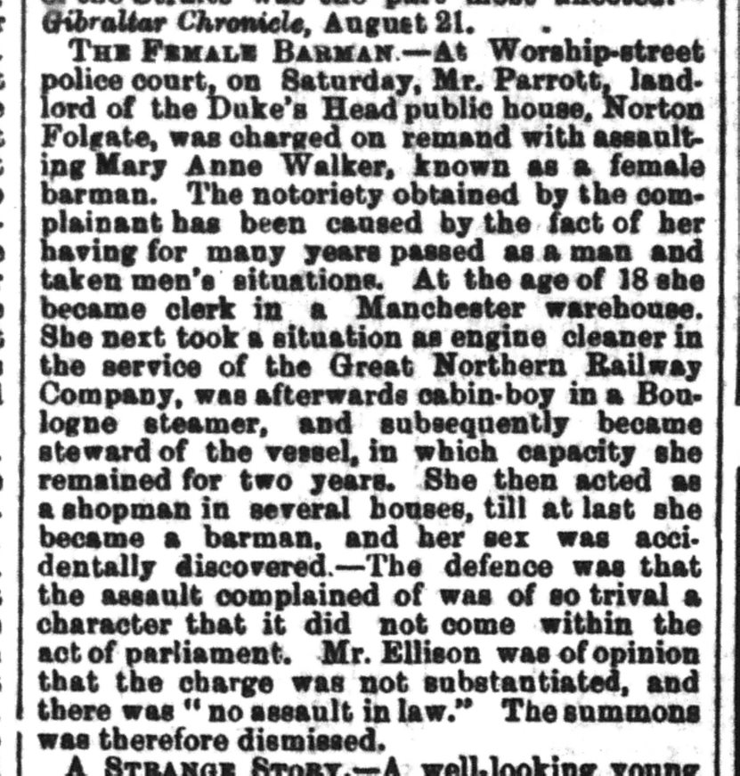 Hertfordshire's Female Barman: Thomas / Mary Anne Walker | LGBTQ+ History Month 2023 | Herts ...