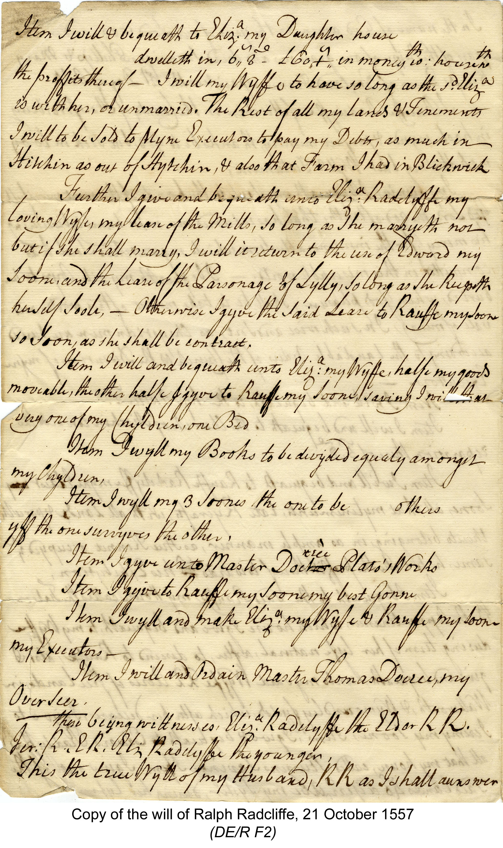 Wills | Documents from the Delme Radcliffe collection | Herts Memories